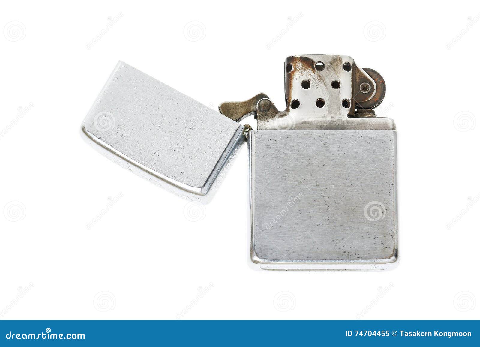 One Stainless Steel Lighter Isolated on White Stock Image - Image of ...