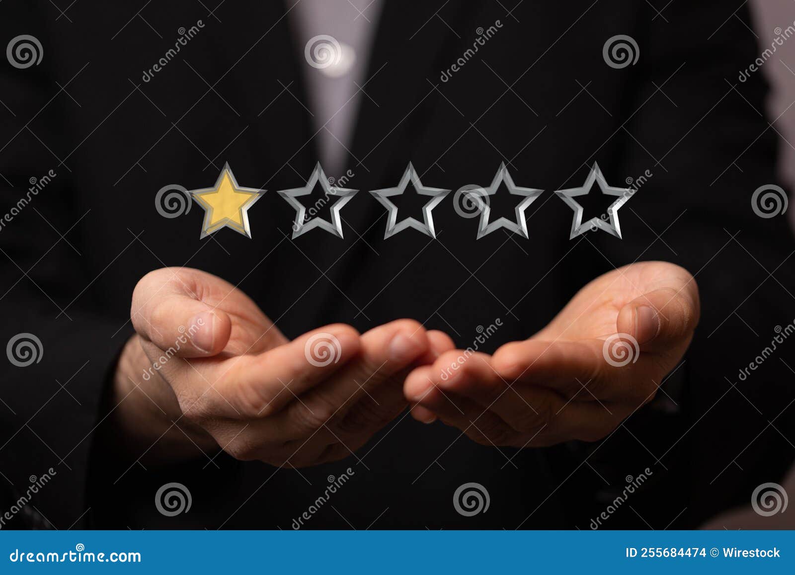 One Star Rating Hovering Above a Mans Hand Stock Photo - Image of ...
