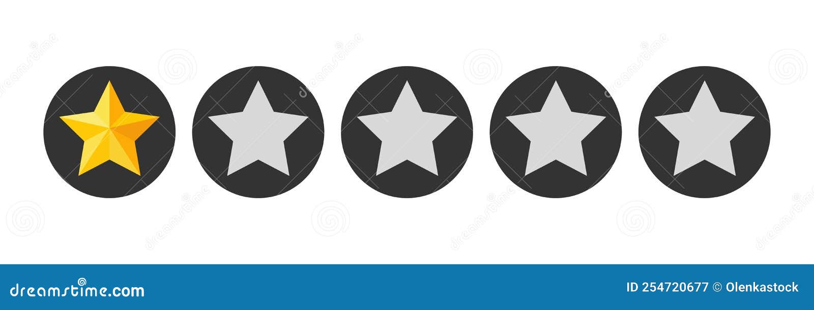 One stars rating button stock vector. Illustration of class - 254720677