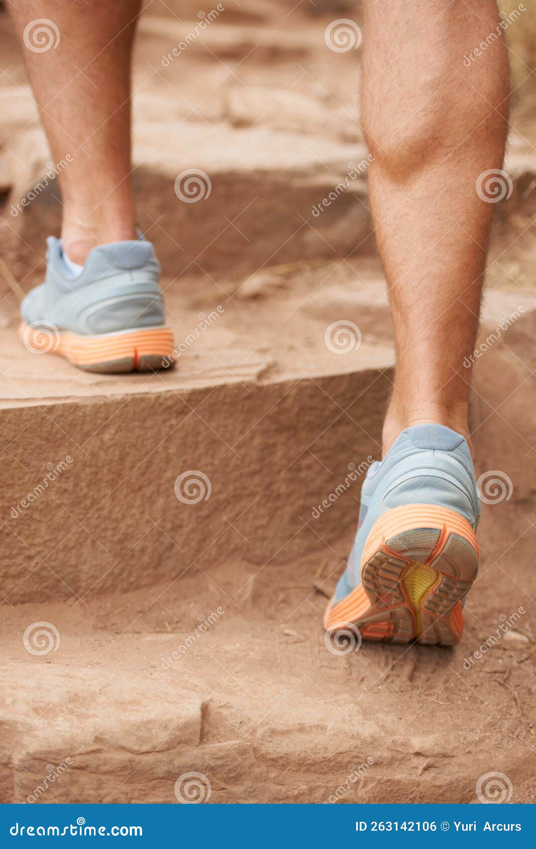 One Step at a Time...Cropped Image of a Hikers Legs Climbing Stairs ...