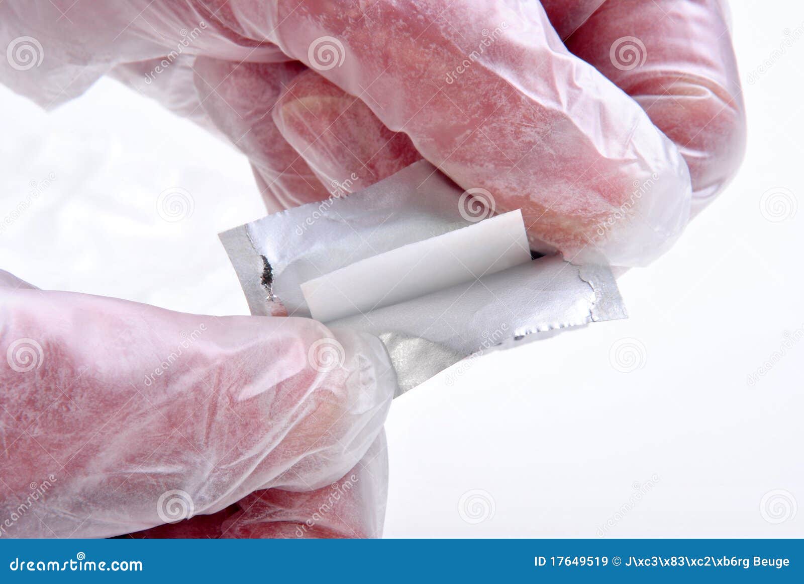 One Sterile Pre Injection Swab with Gloves Stock Image - Image of ...
