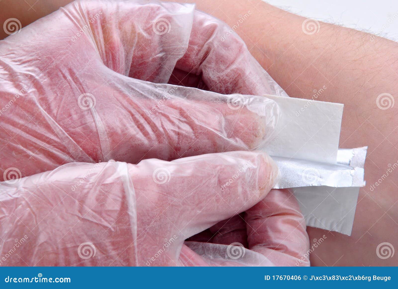 One Sterile Pre Injection Swab with Gloves Stock Photo - Image of ...