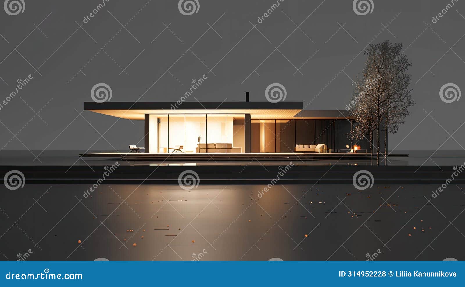 A One-storey Clapboard House Project in a Realistic Format, Bathed in ...