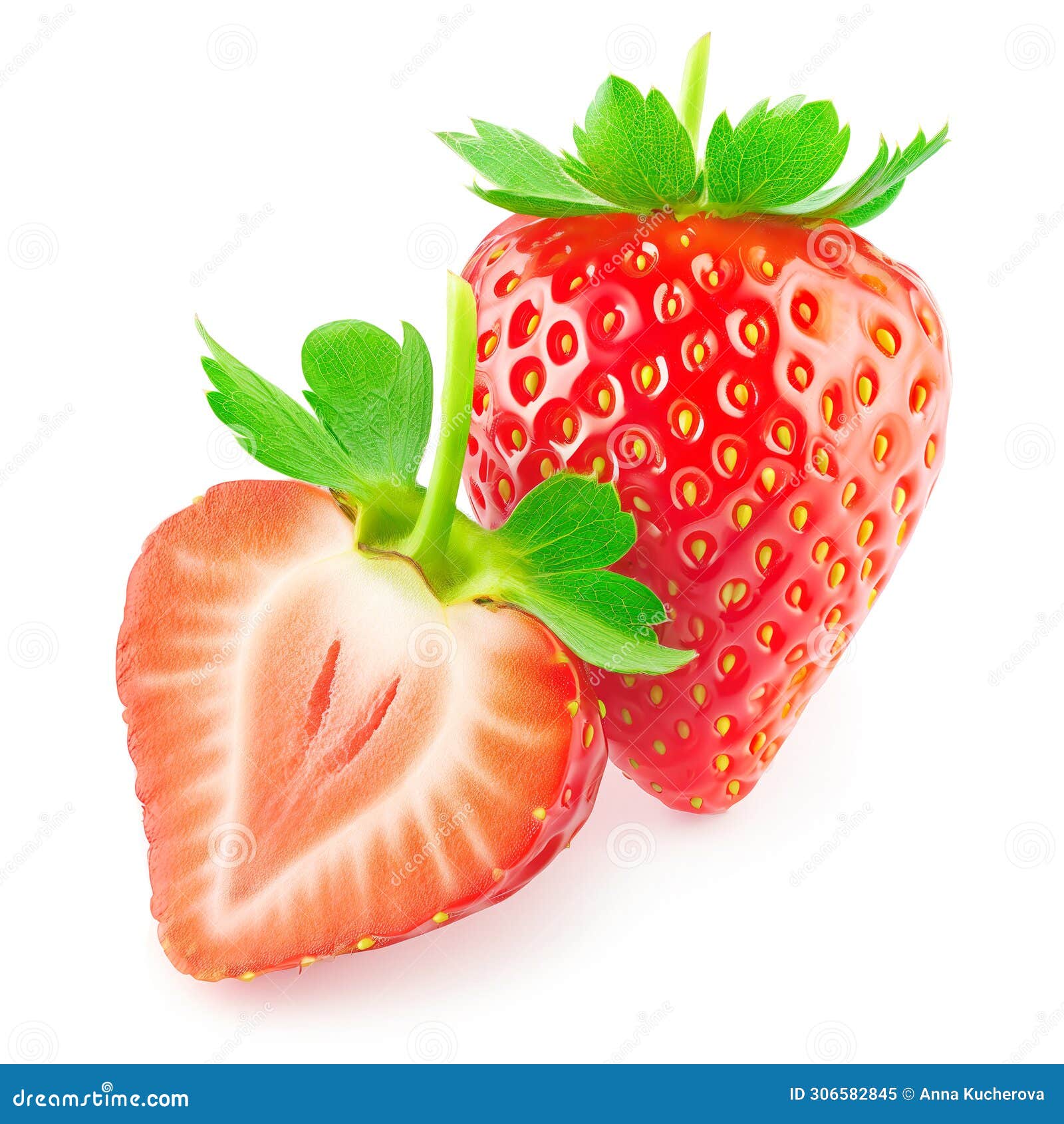 One Strawberry and a Half Isolated on White Stock Illustration ...