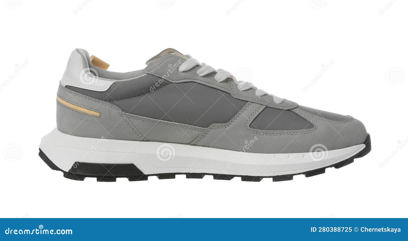 One Stylish Grey Sneaker Isolated on White Stock Image - Image of ...