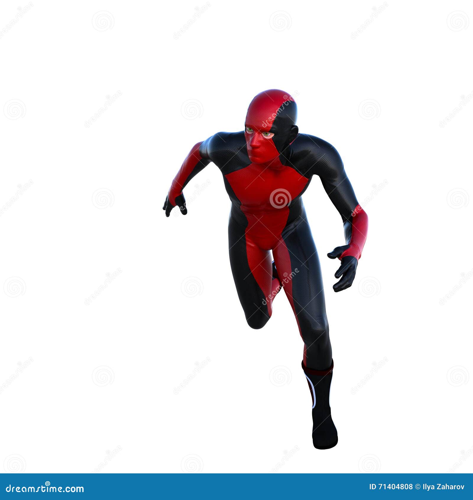 One Superhero in Black and Red Latex. Runs on Camera Stock Illustration ...