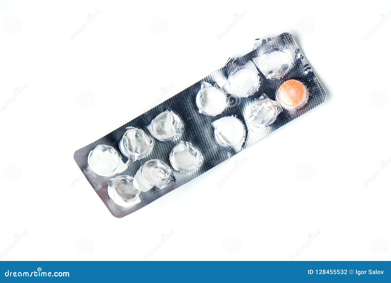 One Tablet Left in the Package Isolated on White Background Stock Photo ...