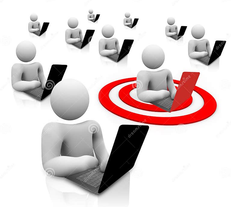 One Targeted Laptop Computer User Customer Person Stock Illustration ...