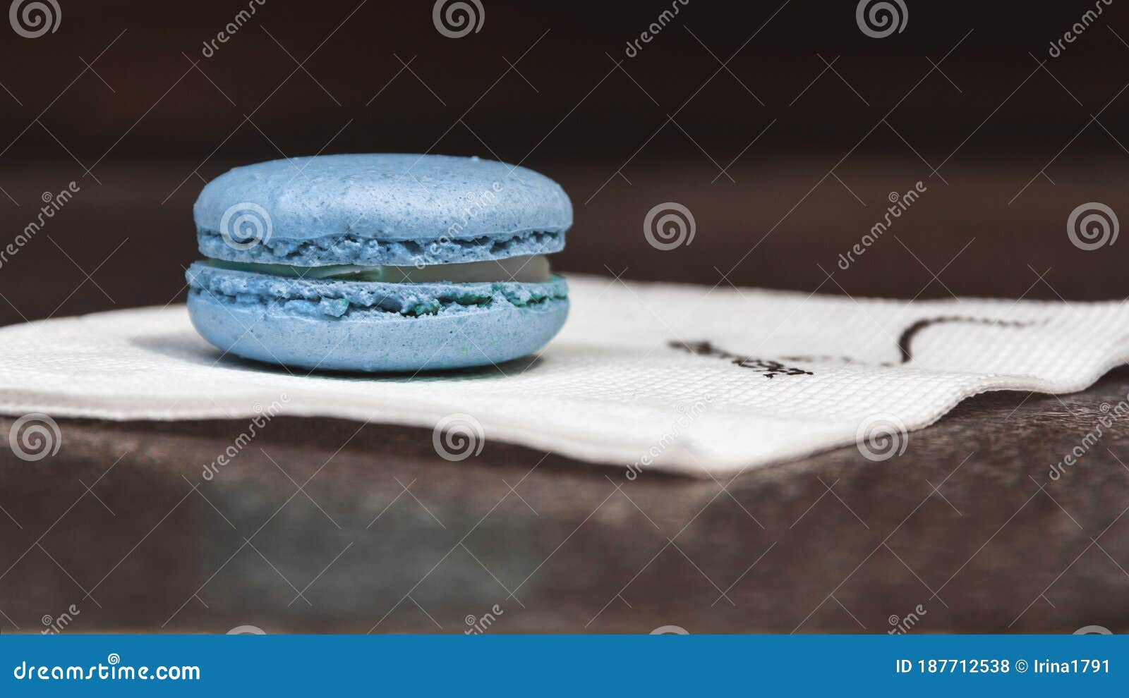 One Tasty Blue Macaroons with Almonds Stock Photo - Image of cake, blue ...