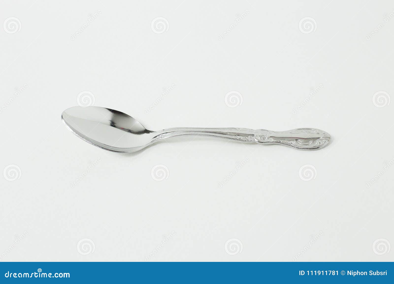 One Tea Spoon on White Background Isolation. Stock Image - Image of ...