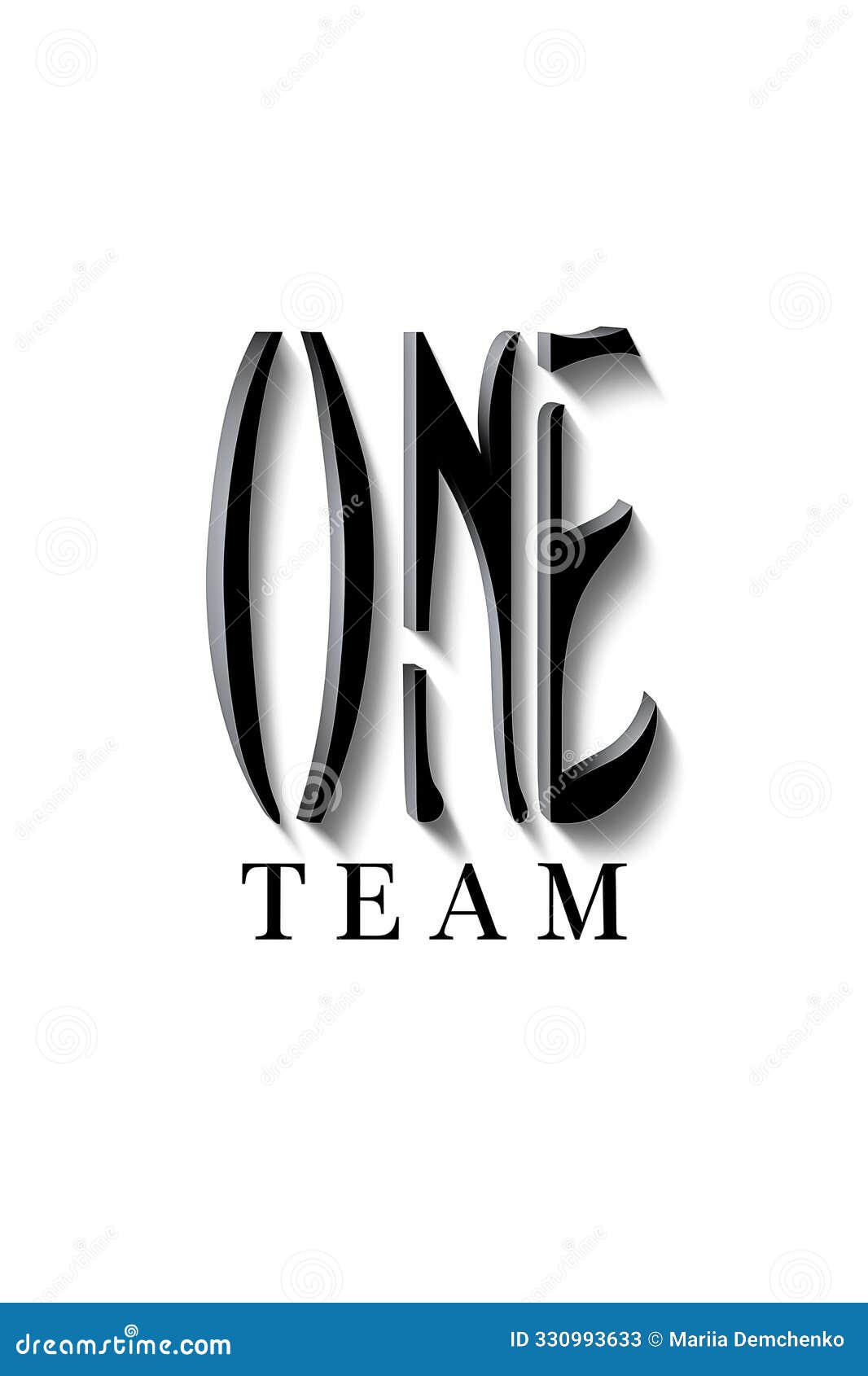 One Team Typography Abstract Design with Shadow Effect on White ...