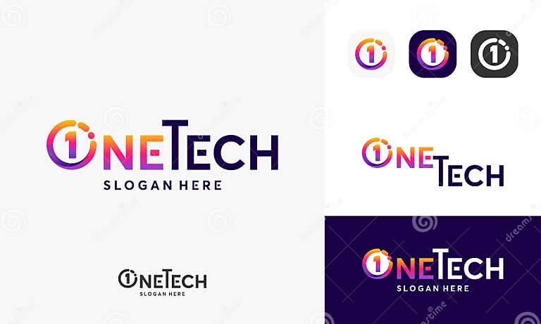 One Tech Logo, Pixel Technology Logo Designs Concept Vector, Network Internet Logo Symbol ...