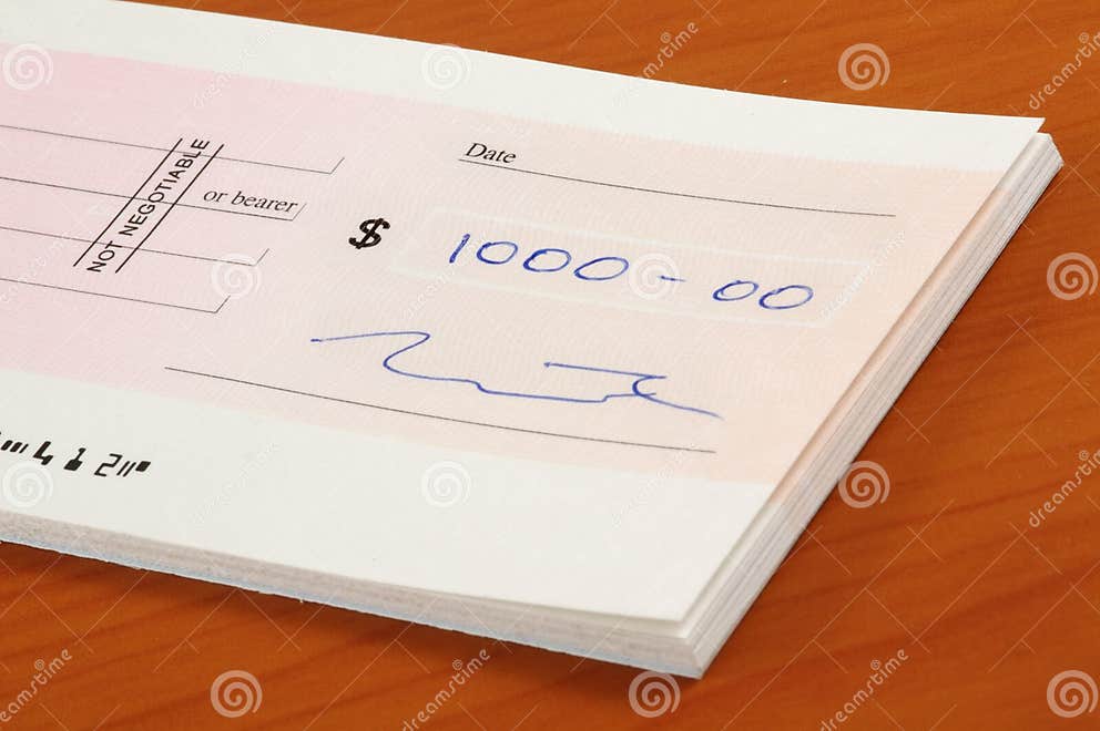 One Thousand Dollars Cheque Stock Photo - Image of account, commerce ...