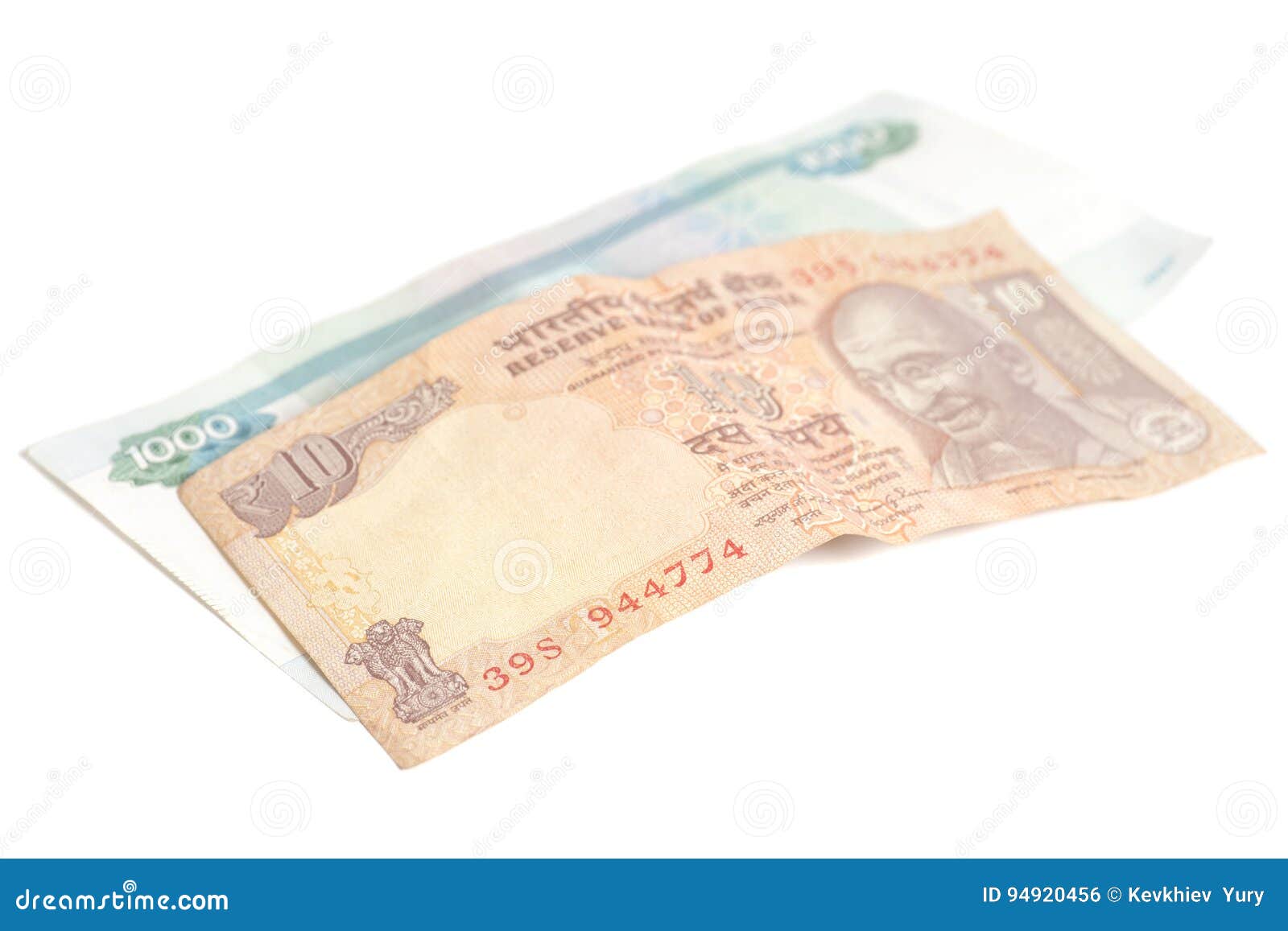 One Thousand Russian Rubles and Ten Indian Rupees Stock Photo - Image ...