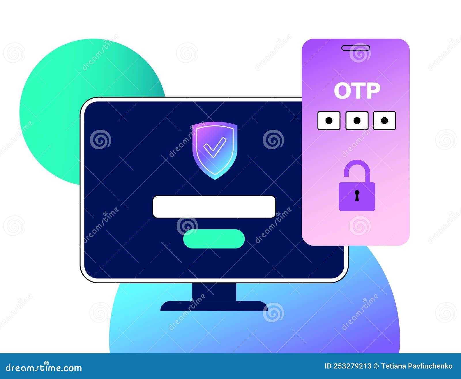 One time password. stock vector. Illustration of verification - 253279213