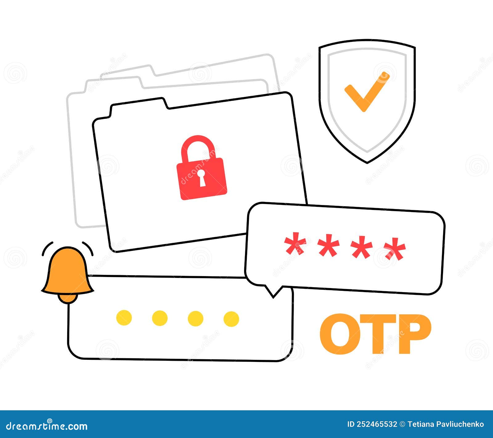 One time password stock vector. Illustration of authentication - 252465532