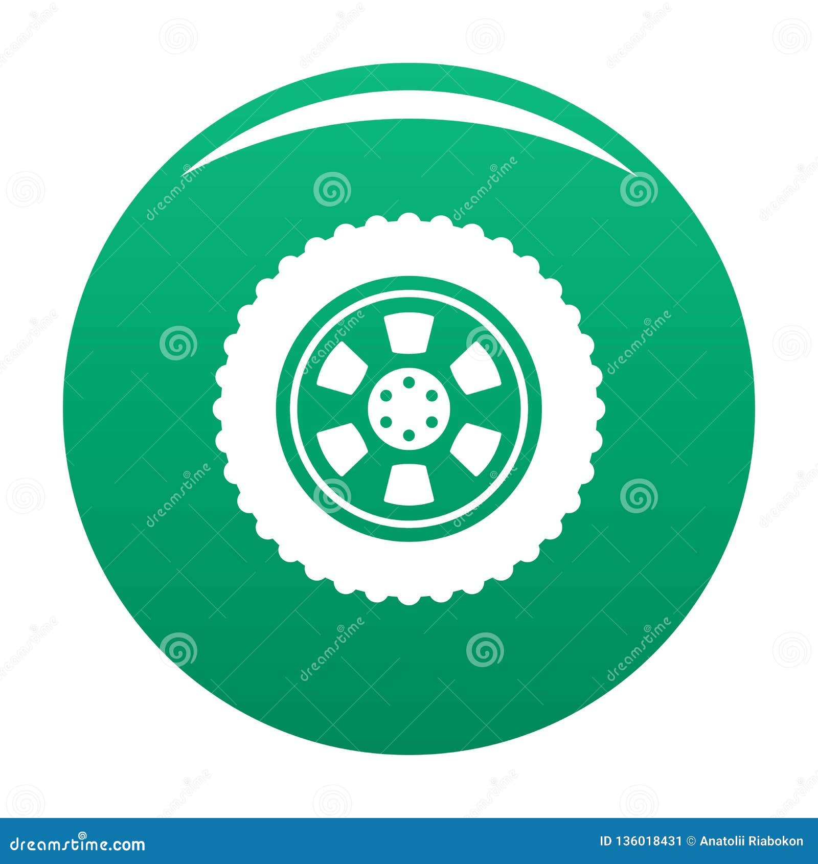 One tire icon vector green stock vector. Illustration of automotive ...