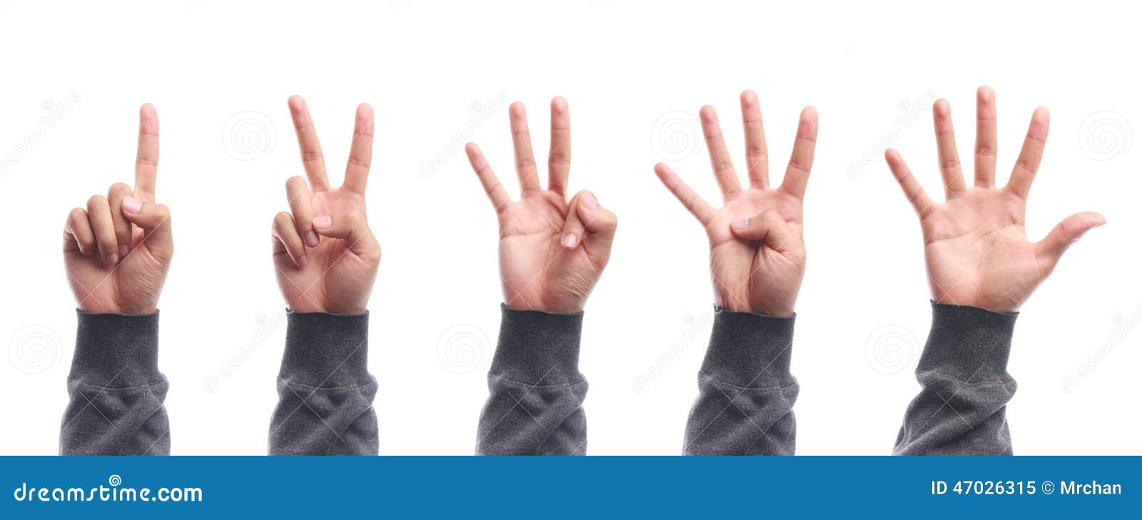 Five Fingers Sign By Hand Isolated On White Stock Photography ...