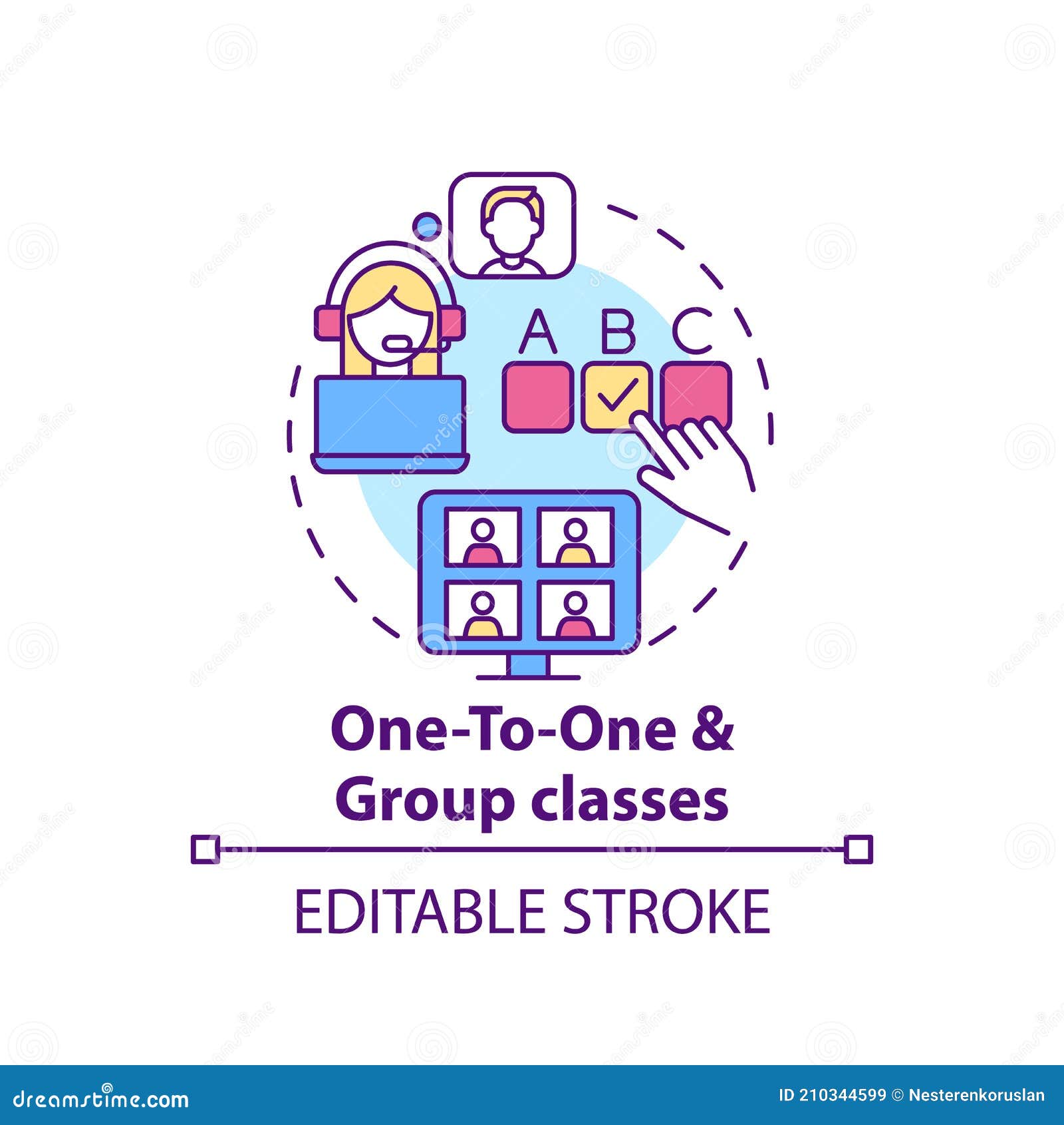 One-to-one and Group Classes Concept Icon Stock Vector - Illustration ...