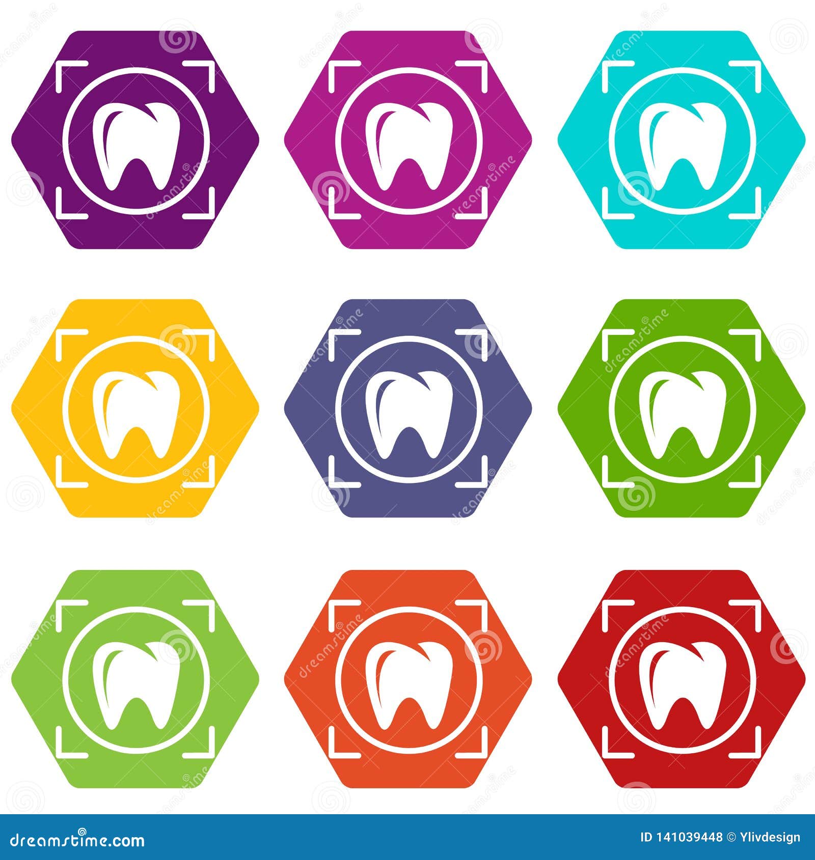 One Tooth Icons Set 9 Vector Stock Vector - Illustration of stomatology ...