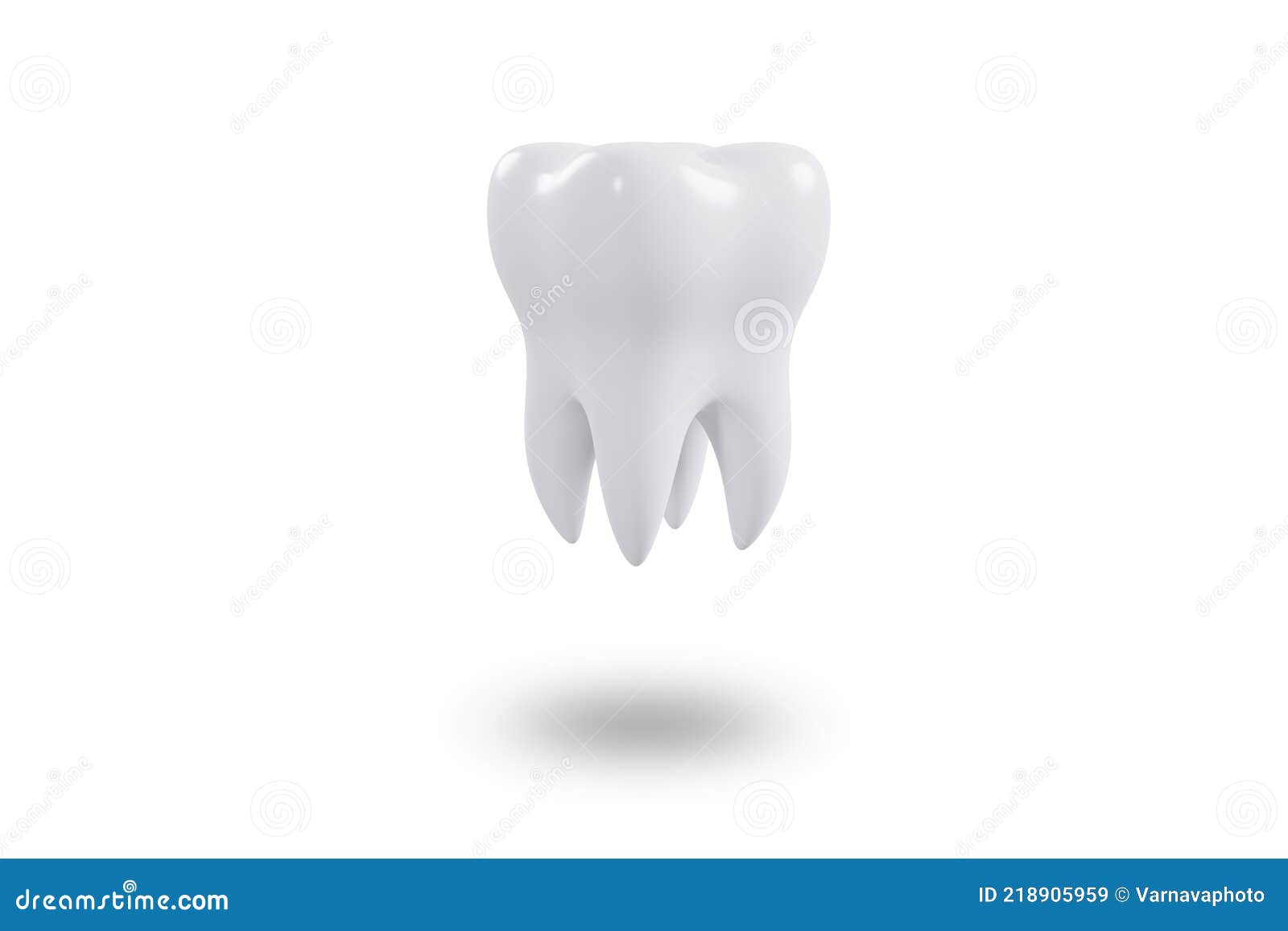 One Tooth on a White Background. 3d Render. Stock Illustration ...