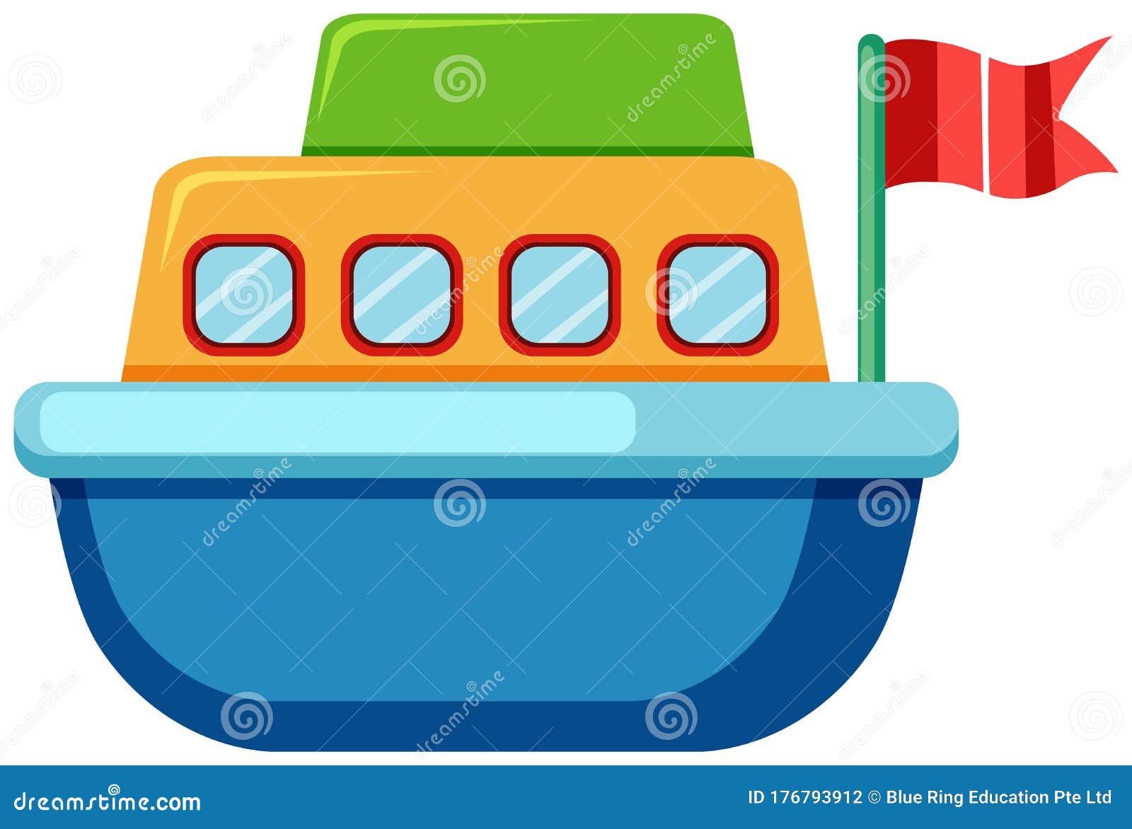 One Toy Boat on White Background Stock Vector - Illustration of child ...