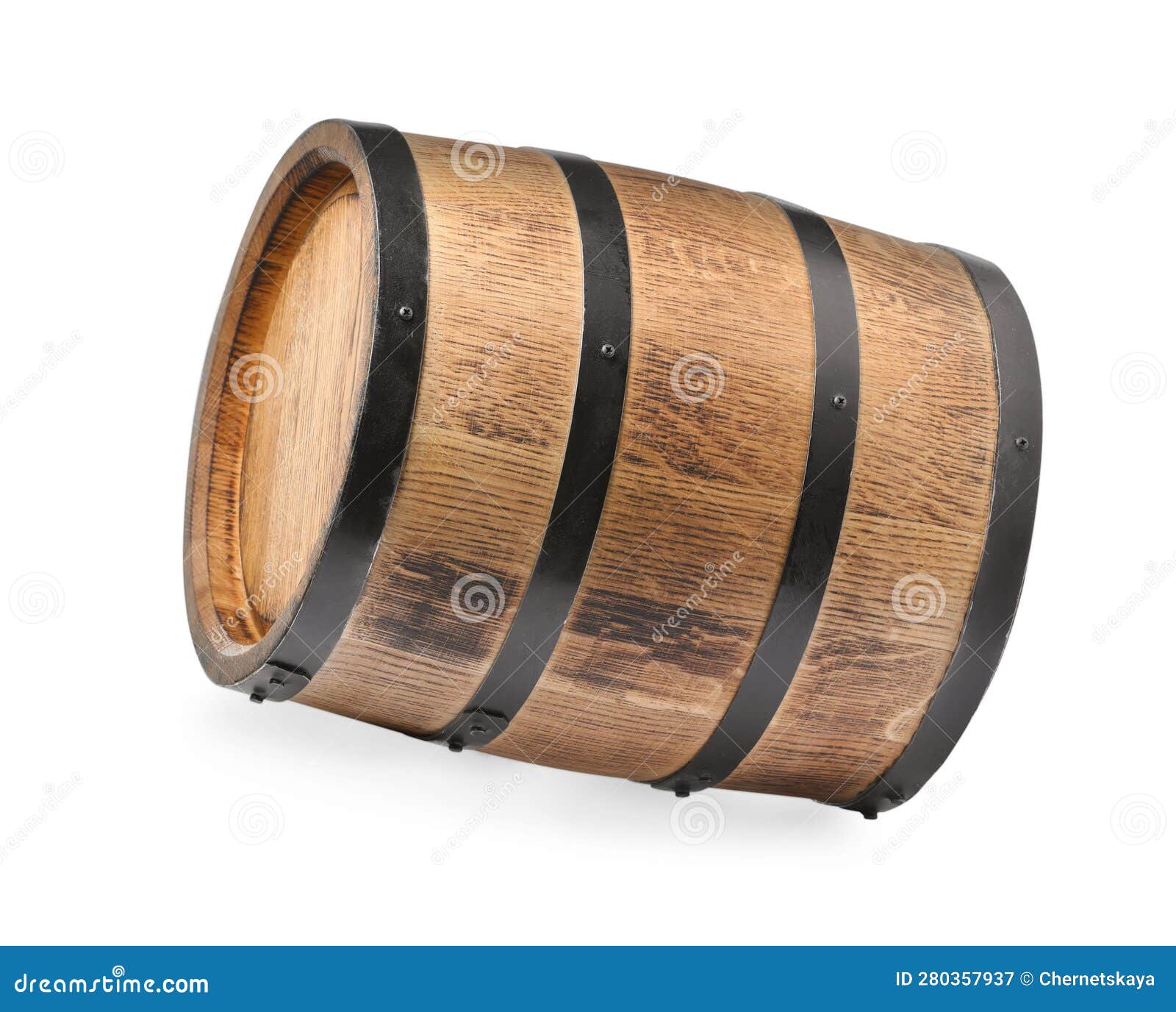 One Traditional Wooden Barrel Isolated on White Stock Image - Image of ...