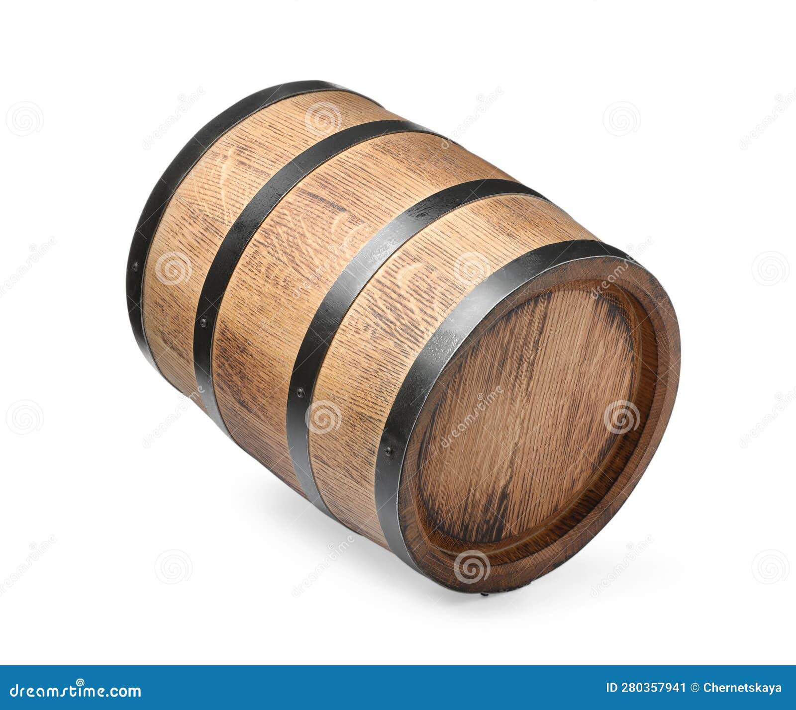 One Traditional Wooden Barrel Isolated on White Stock Image - Image of ...