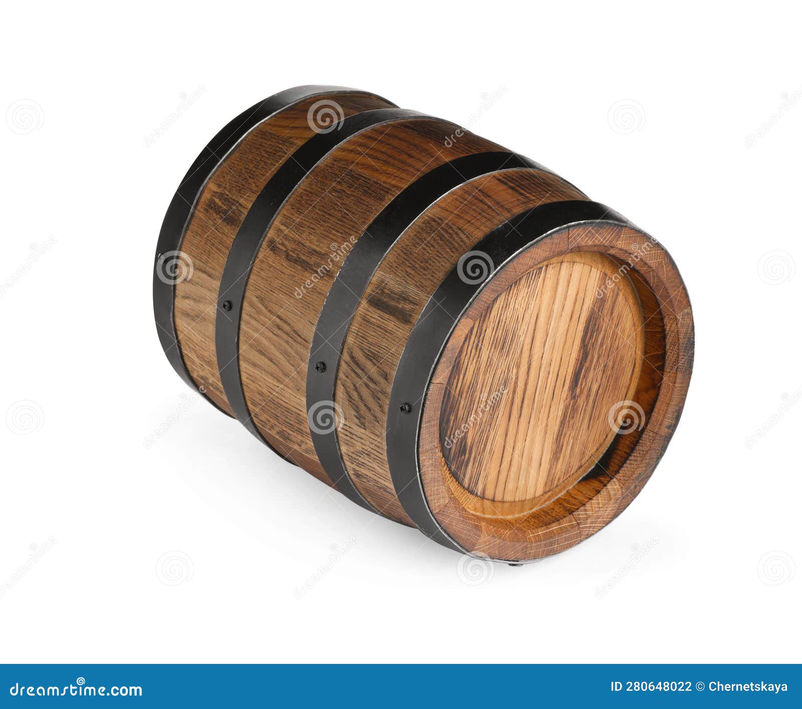 One Traditional Wooden Barrel Isolated on White Stock Photo - Image of ...