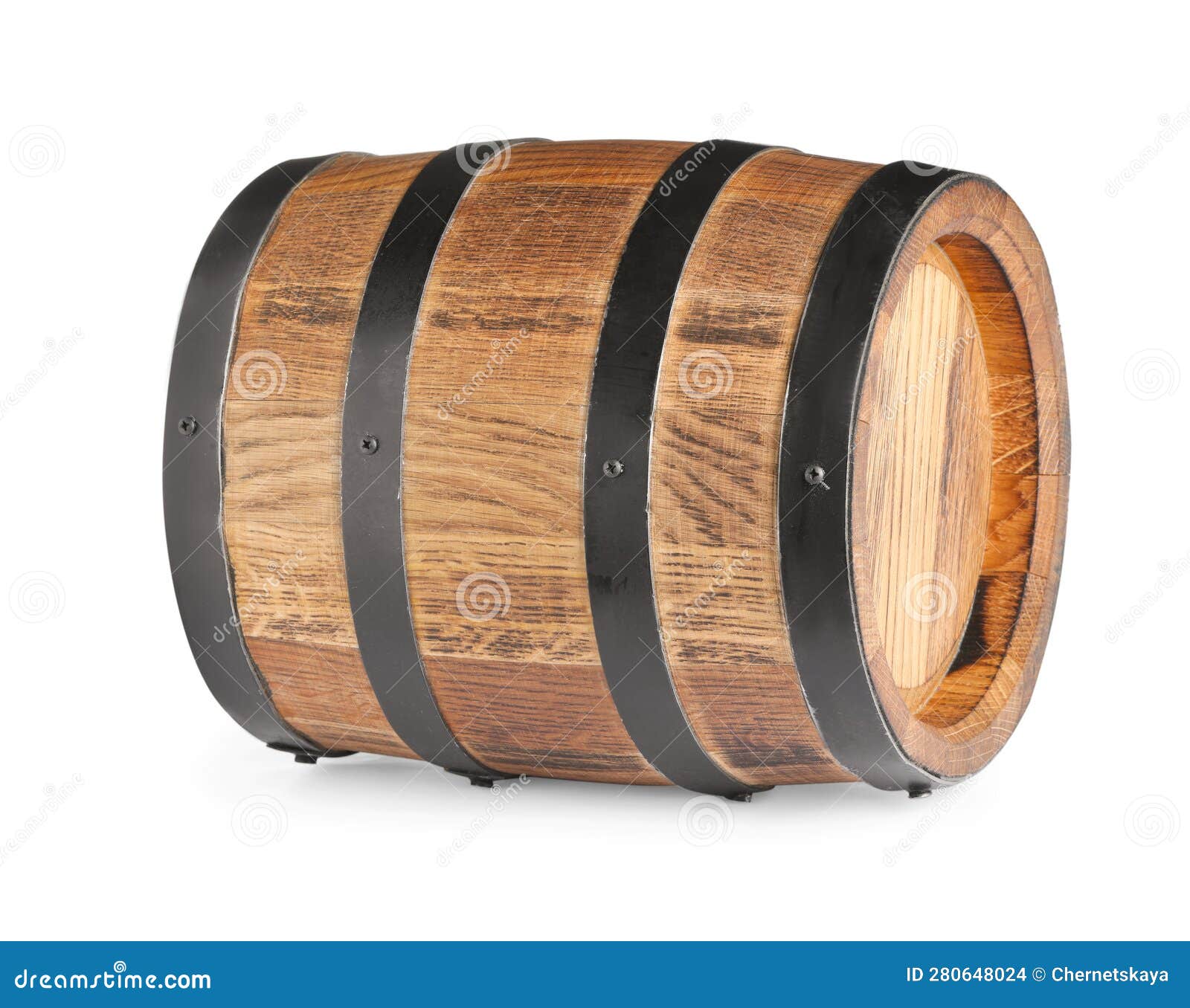 One Traditional Wooden Barrel Isolated on White Stock Photo - Image of ...