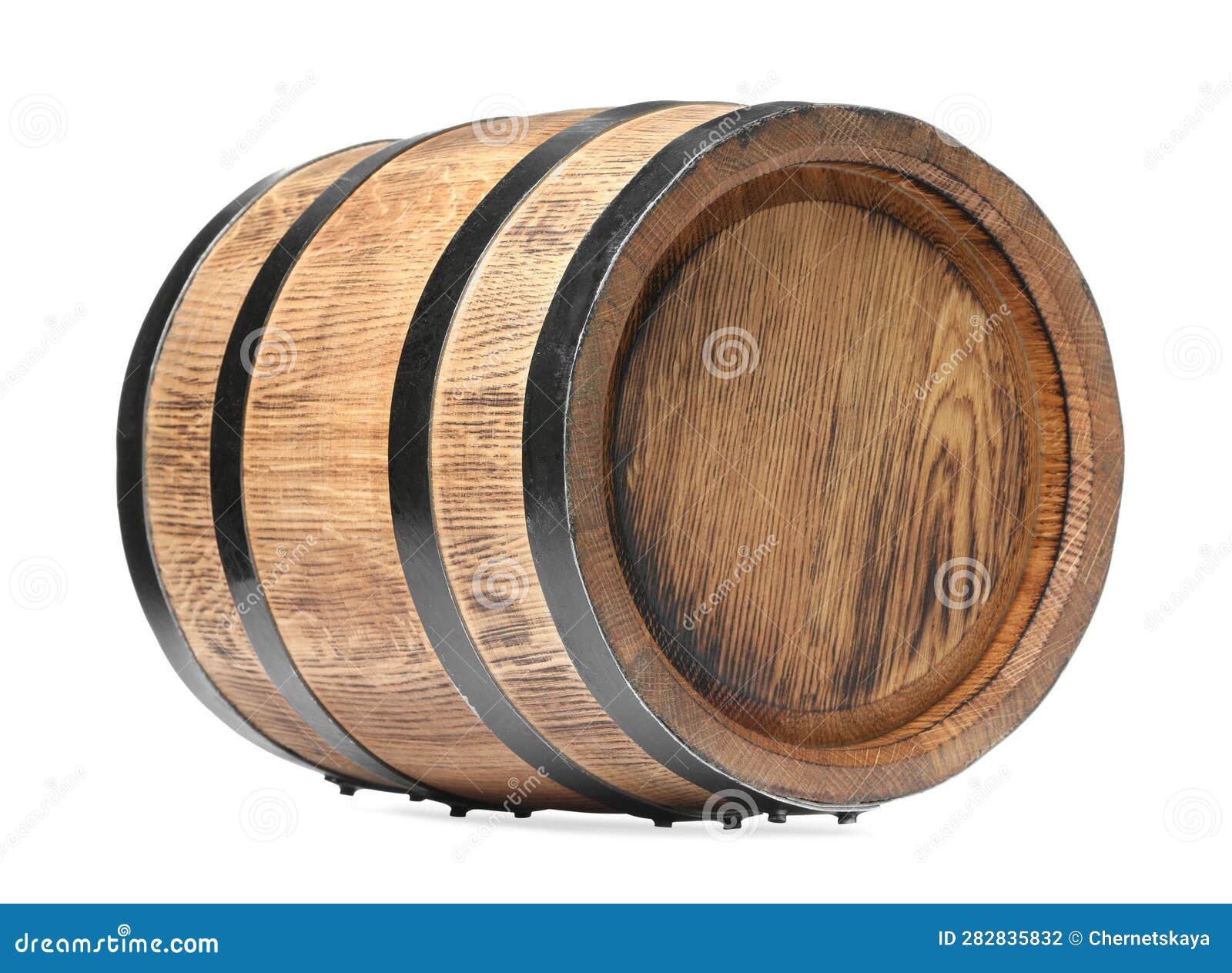 One Traditional Wooden Barrel Isolated on White Stock Photo - Image of ...