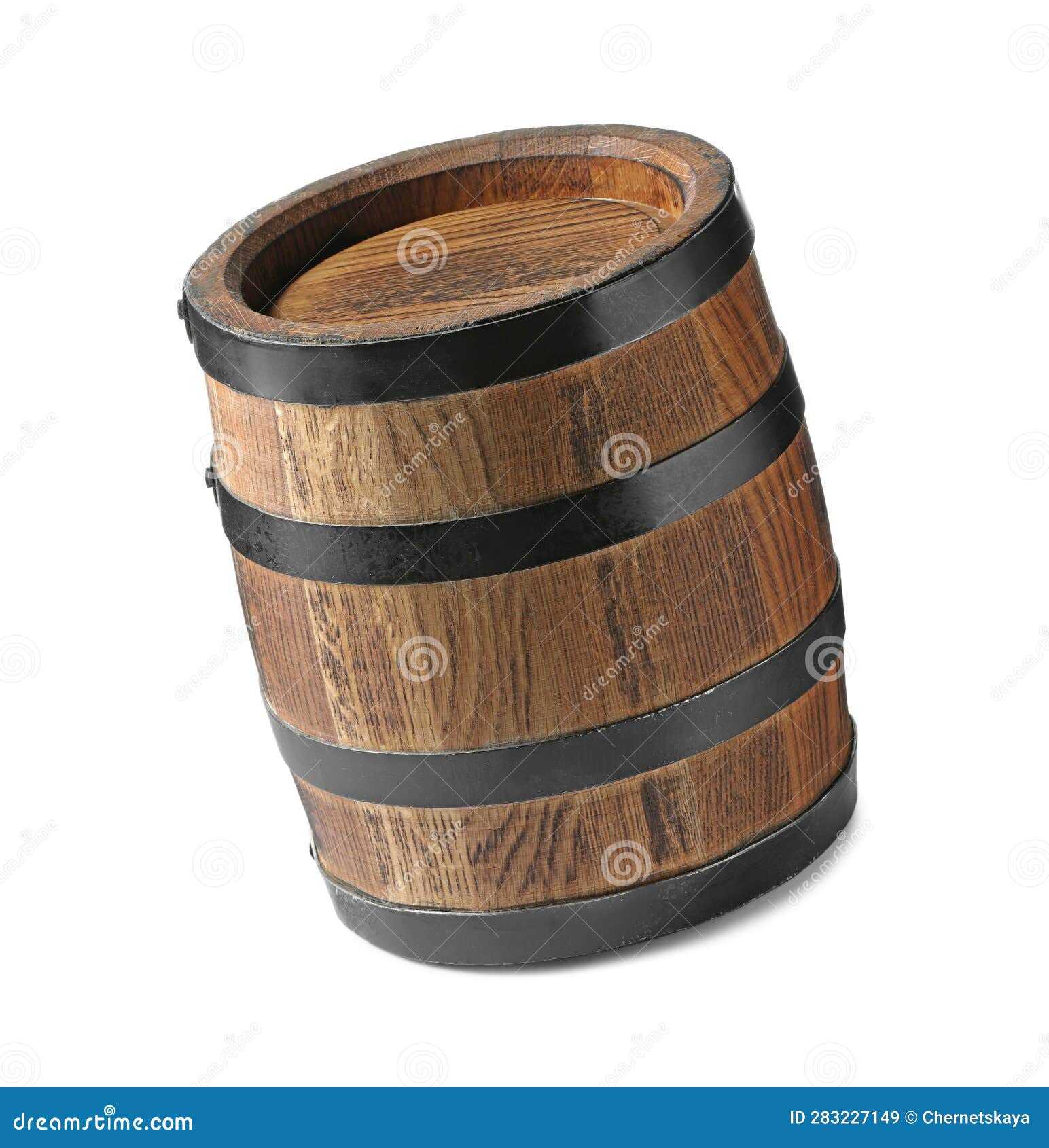 One Traditional Wooden Barrel Isolated on White Stock Image - Image of ...