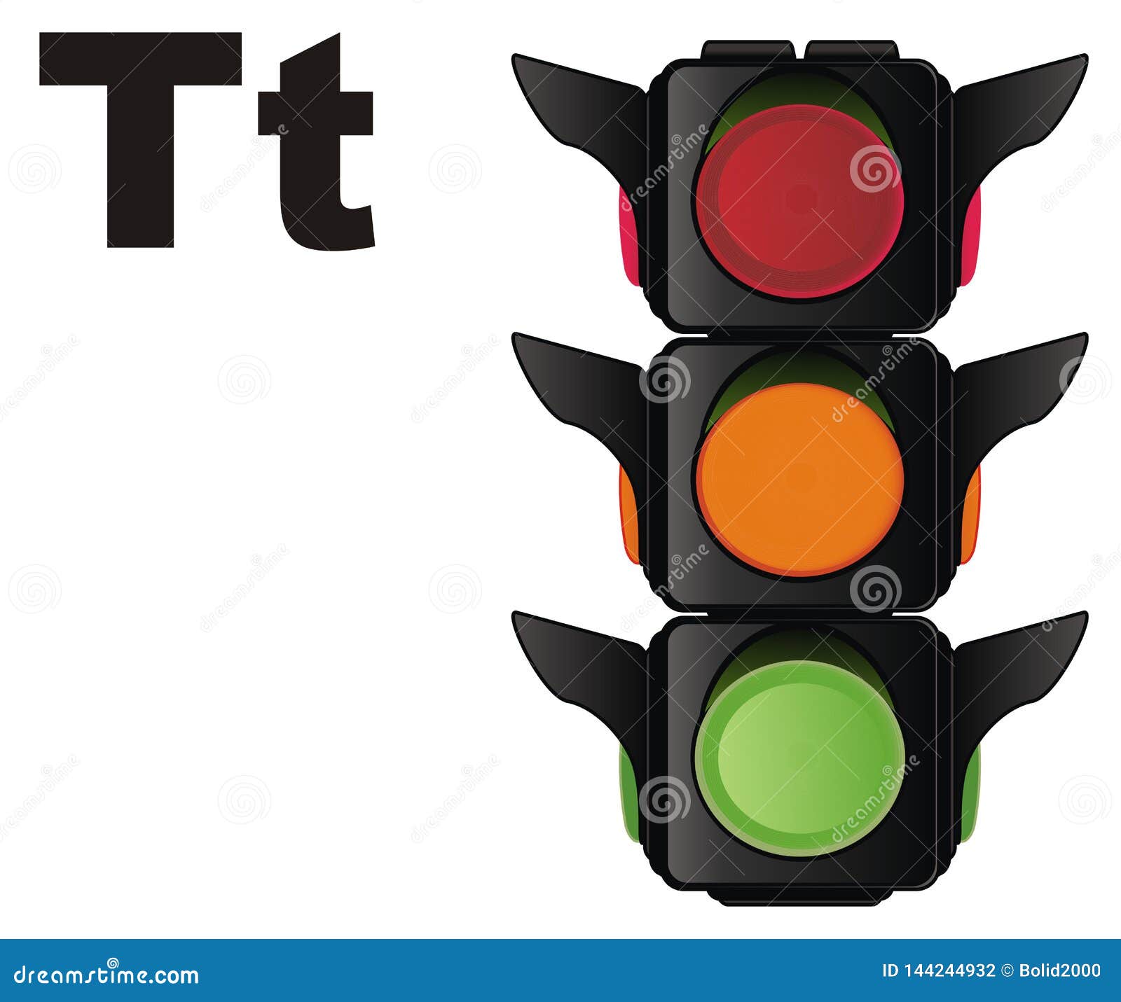 Traffic light and letters stock illustration. Illustration of wait ...