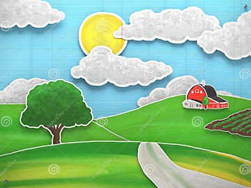 One Tree on a Grass Field Illustration Stock Illustration ...