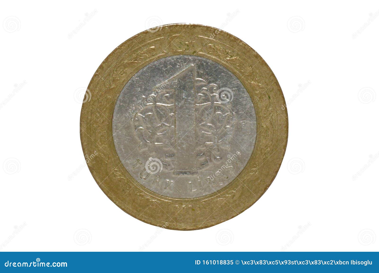 One Turkish Lira Coin Isolated. Stock Image - Image of turkey, metal ...