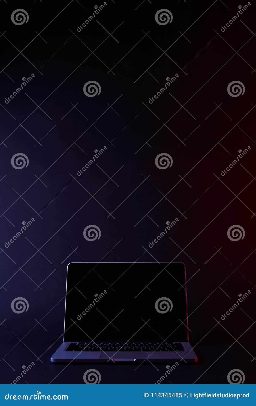 One Turned Off Laptop with Blank Screen Stock Image - Image of ...