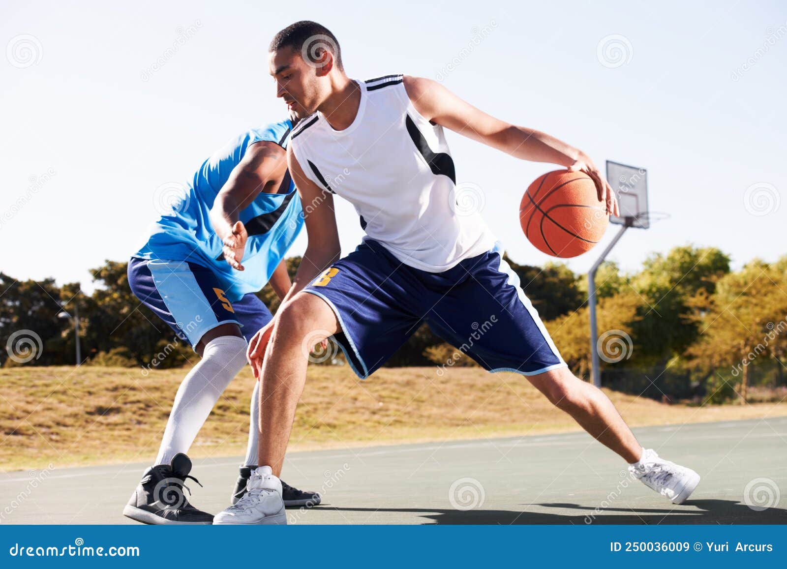 One on One. Two Basketball Players Playing a Game of One on One. Stock ...