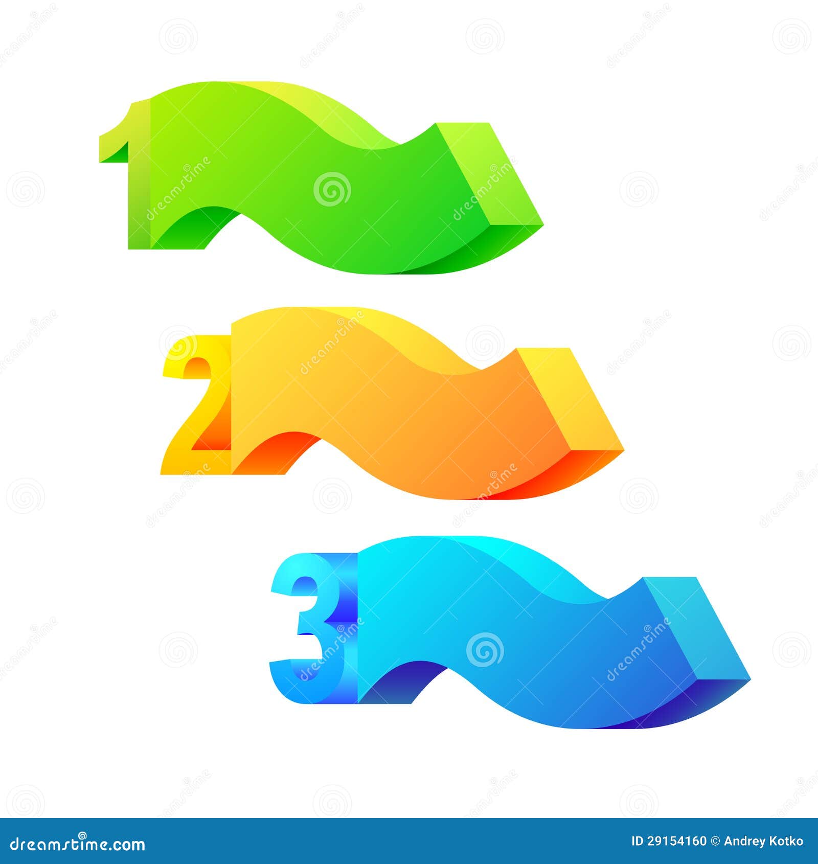 One two three - 3D vector. stock vector. Illustration of sequence ...