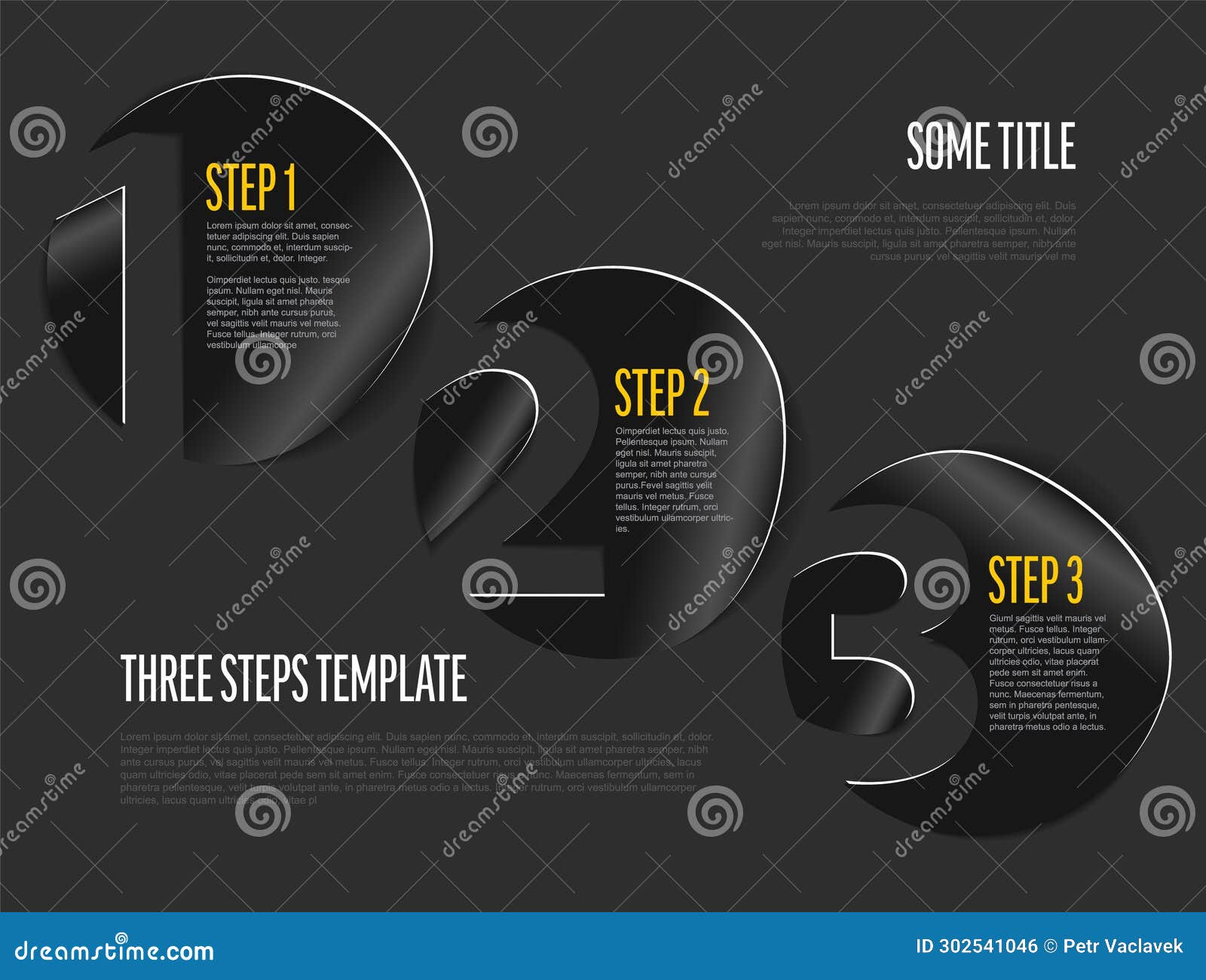 One Two Three Dark Gray Metallic Sticker Steps with Numbers Stock ...