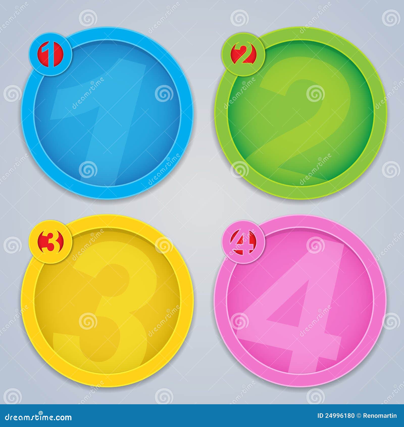 One, Two, Three, Four Circular Labels Stock Vector - Illustration of ...