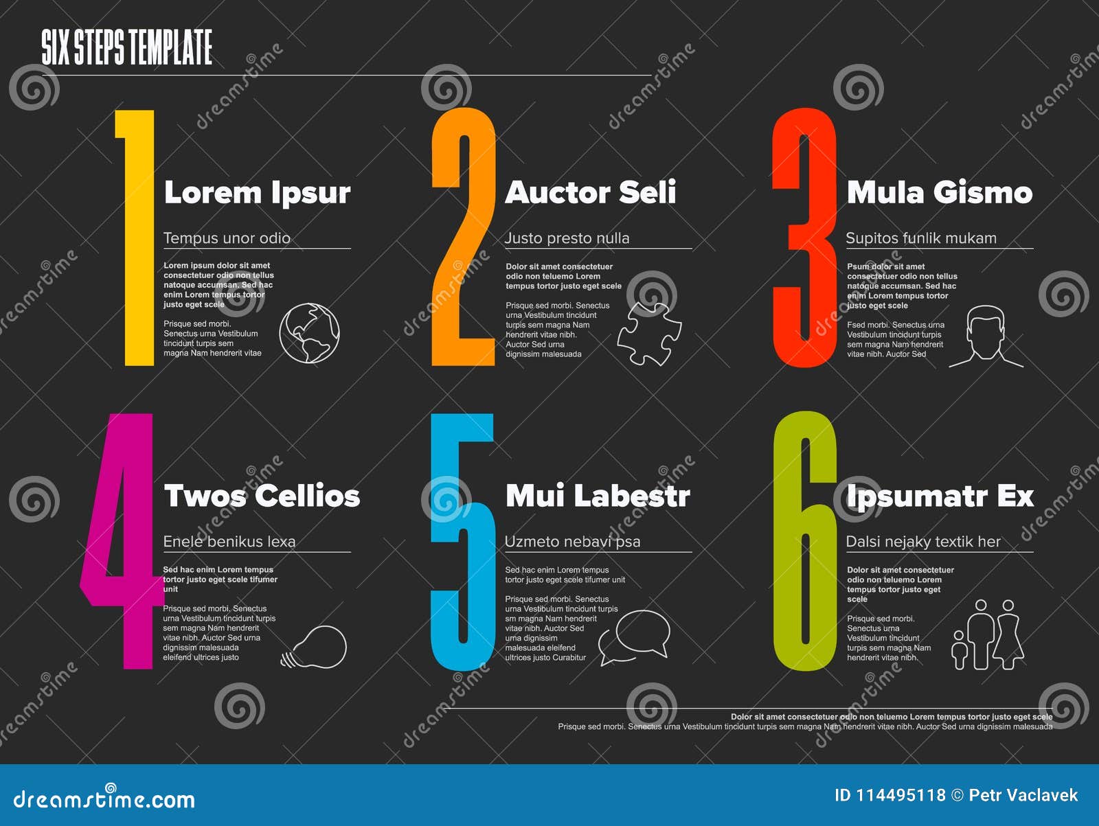 Six Steps Progress Template with Nice Typography Stock Vector ...