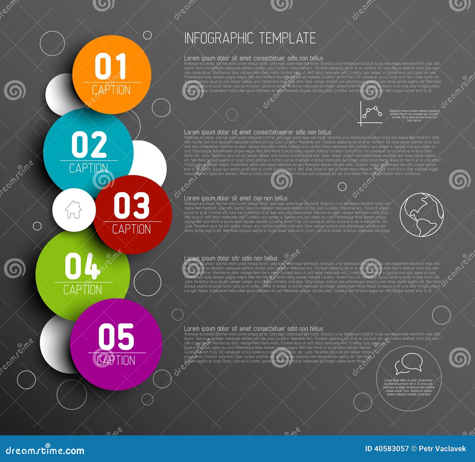 One Two Three Four Five Vector Progress Icons For Five Steps Stock