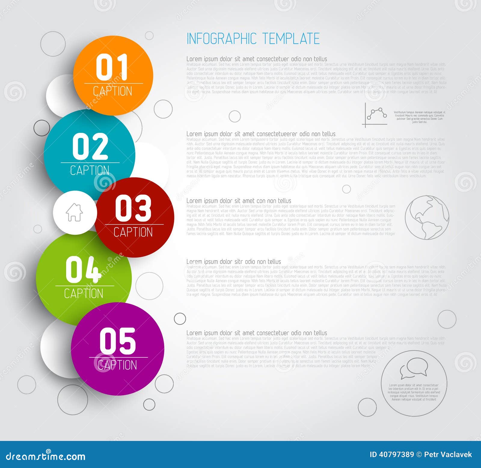 One Two Three Four Five - Vector Progress Icons for Five Steps Stock ...