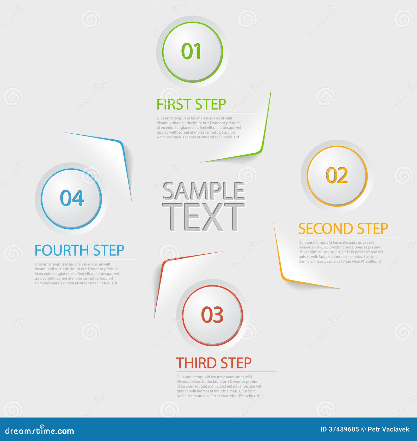 One, Two, Three, Four, Five Steps Template, Timeline. Step By Step ...