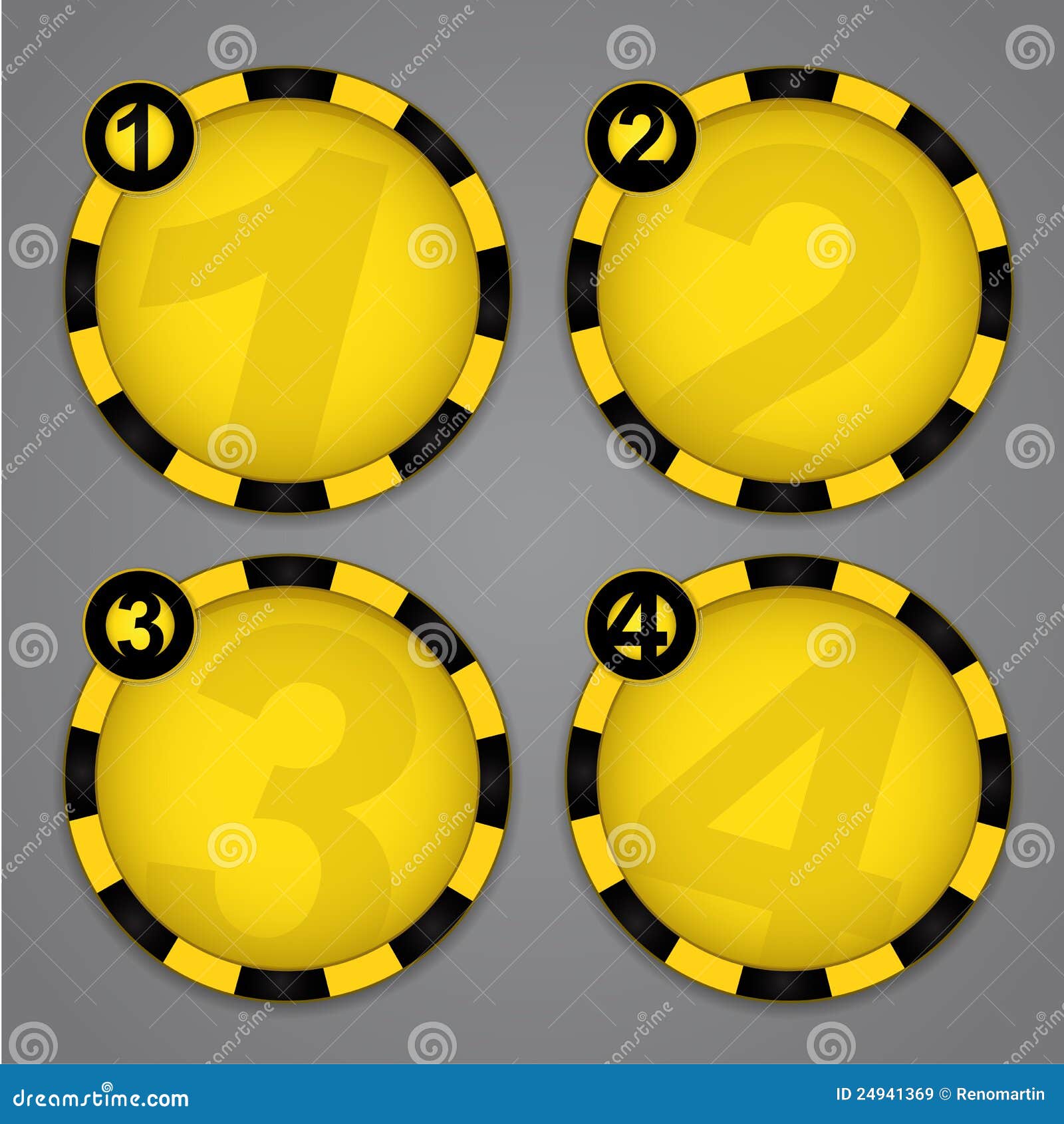 One, Two, Three, Four Progress Warning Labels Stock Vector ...