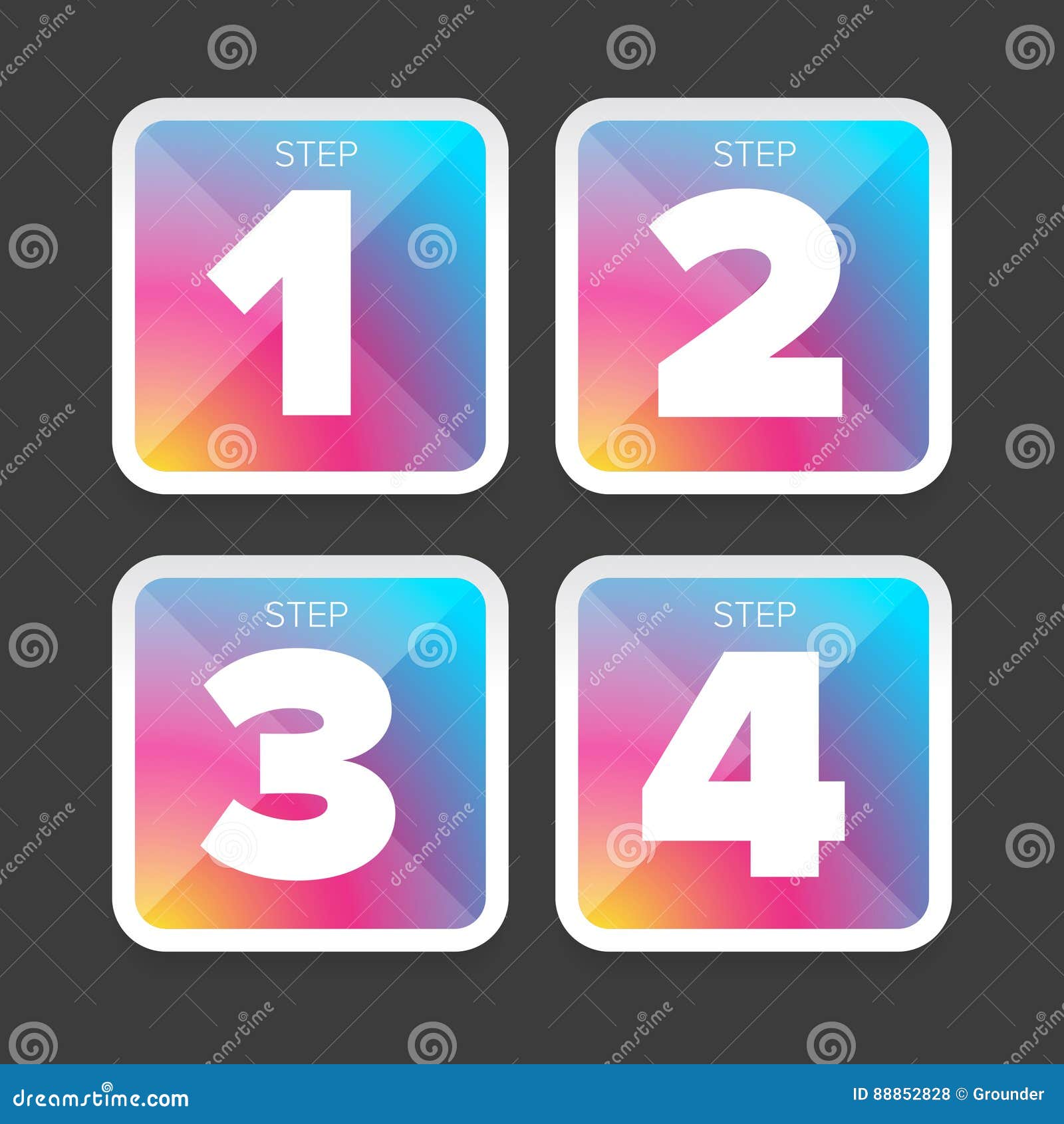 One Two Three Four steps stock vector. Illustration of design - 88852828