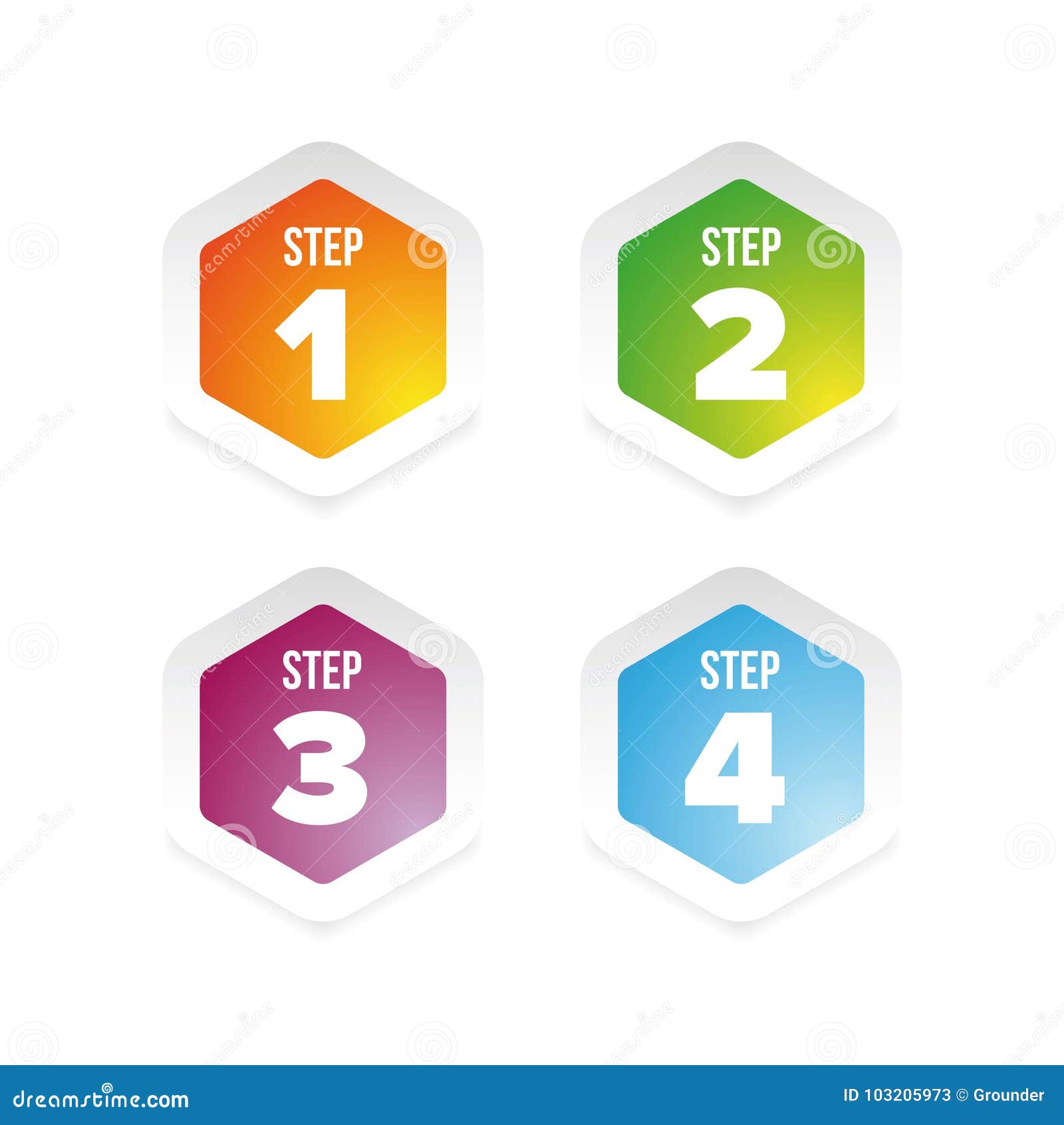 One Two Three Four Steps Label Stock Vector - Illustration of step ...