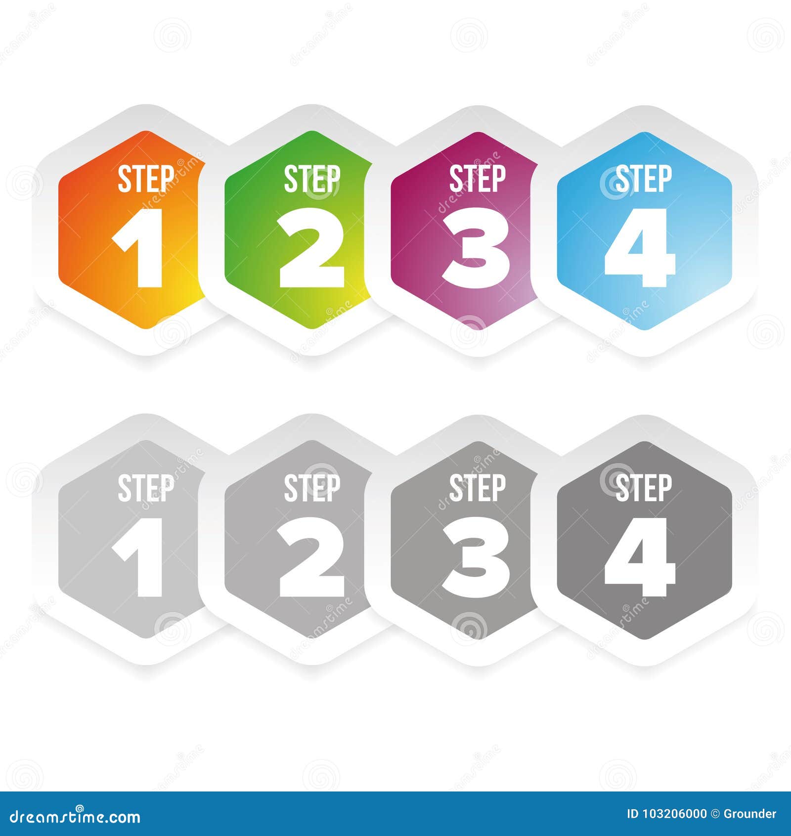 One Two Three Four Steps Label Stock Vector - Illustration of simple ...