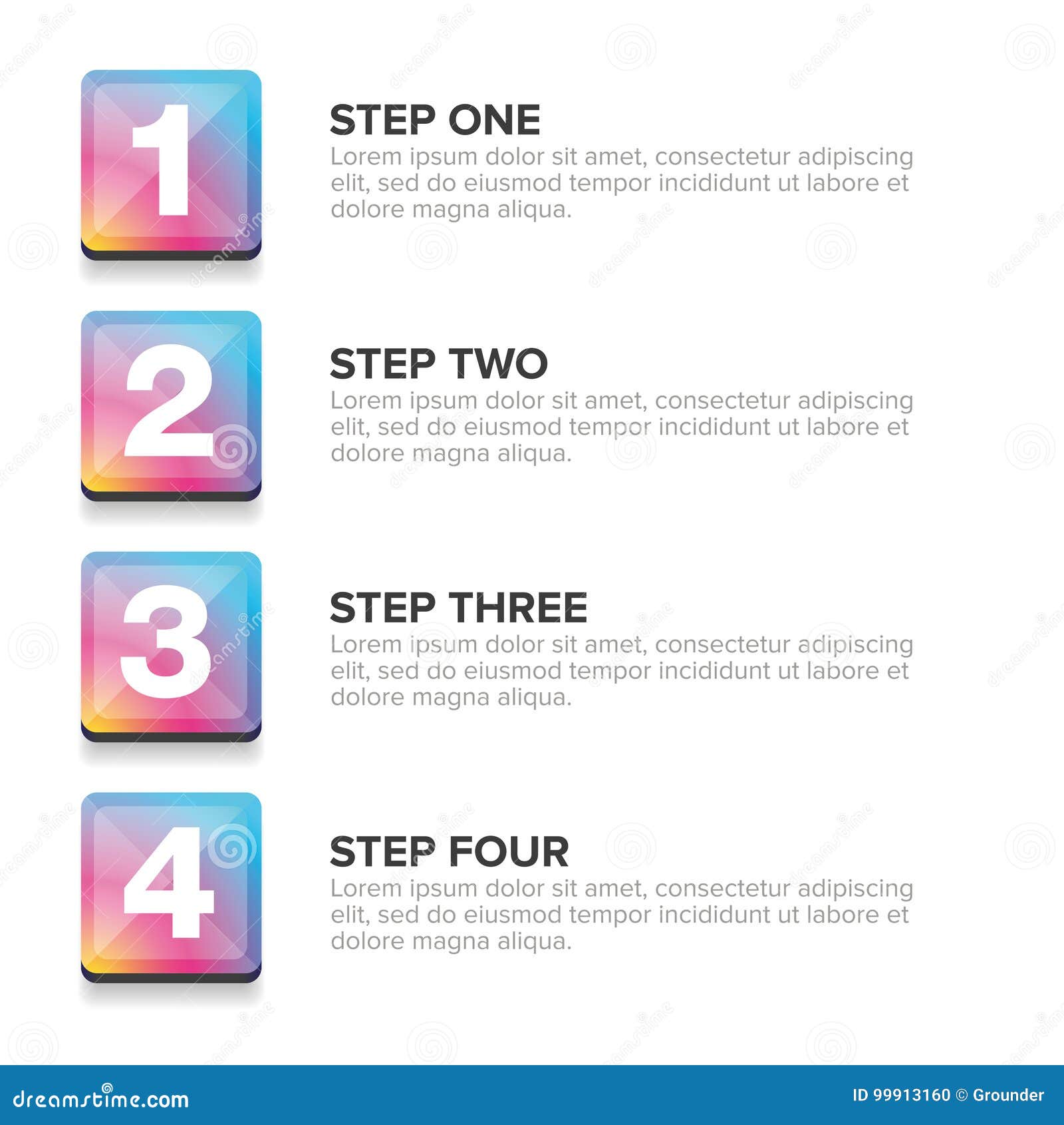 One Two Three Four Steps Progress Bar Stock Vector - Illustration of ...