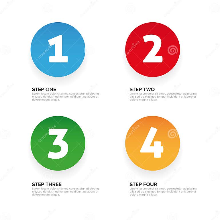 One Two Three Four Steps Progress Bar Stock Vector - Illustration of ...